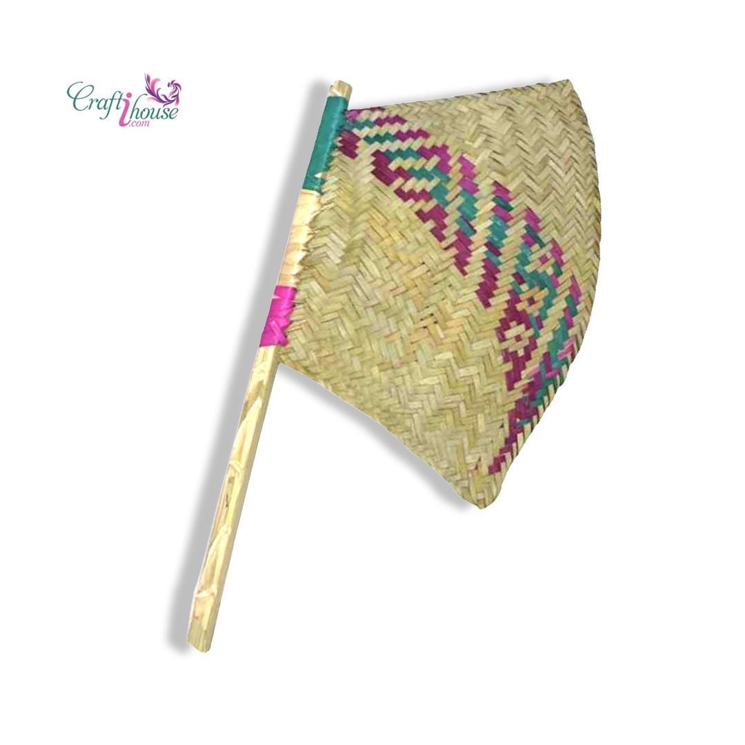 Woven straw hand fan , traditional handmade rattan hand fan
