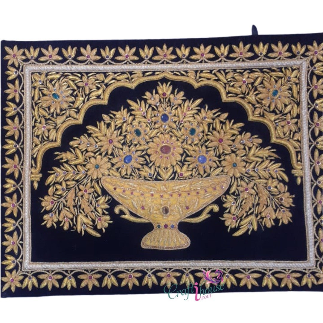 Jeweled carpet handmade jewel carpet 1.5x2 feet , wall decor