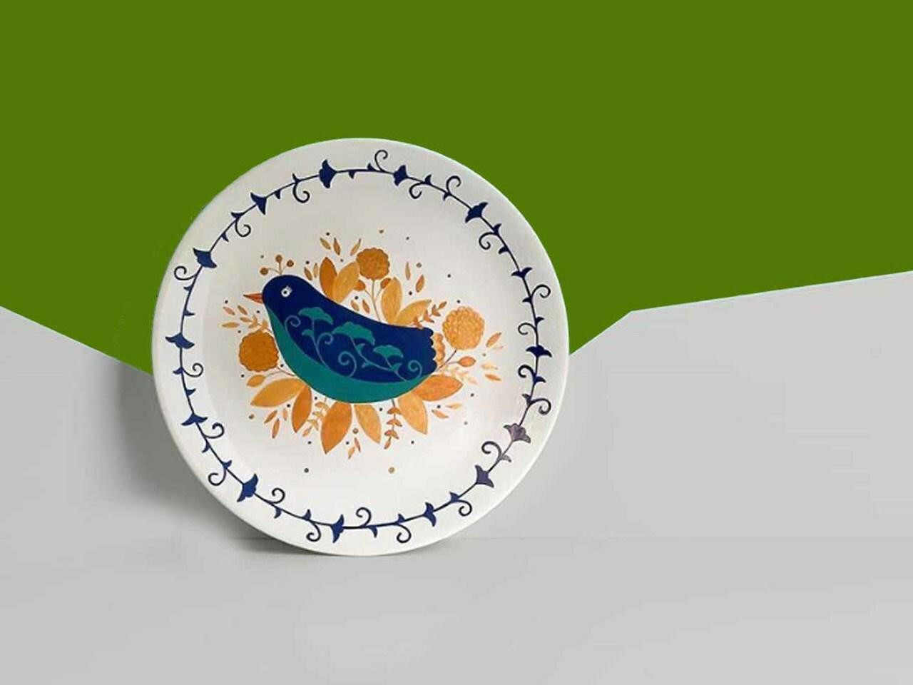 Bird and Flowers Ceramic Tea Coaster - Perfect Gift Idea