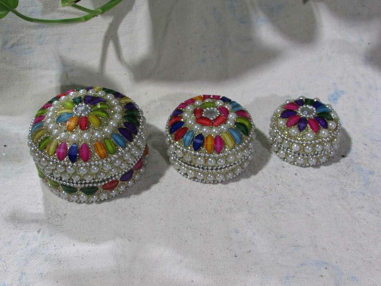 Buy Handmade Jeweled Metal Gift Boxes - Set of 3