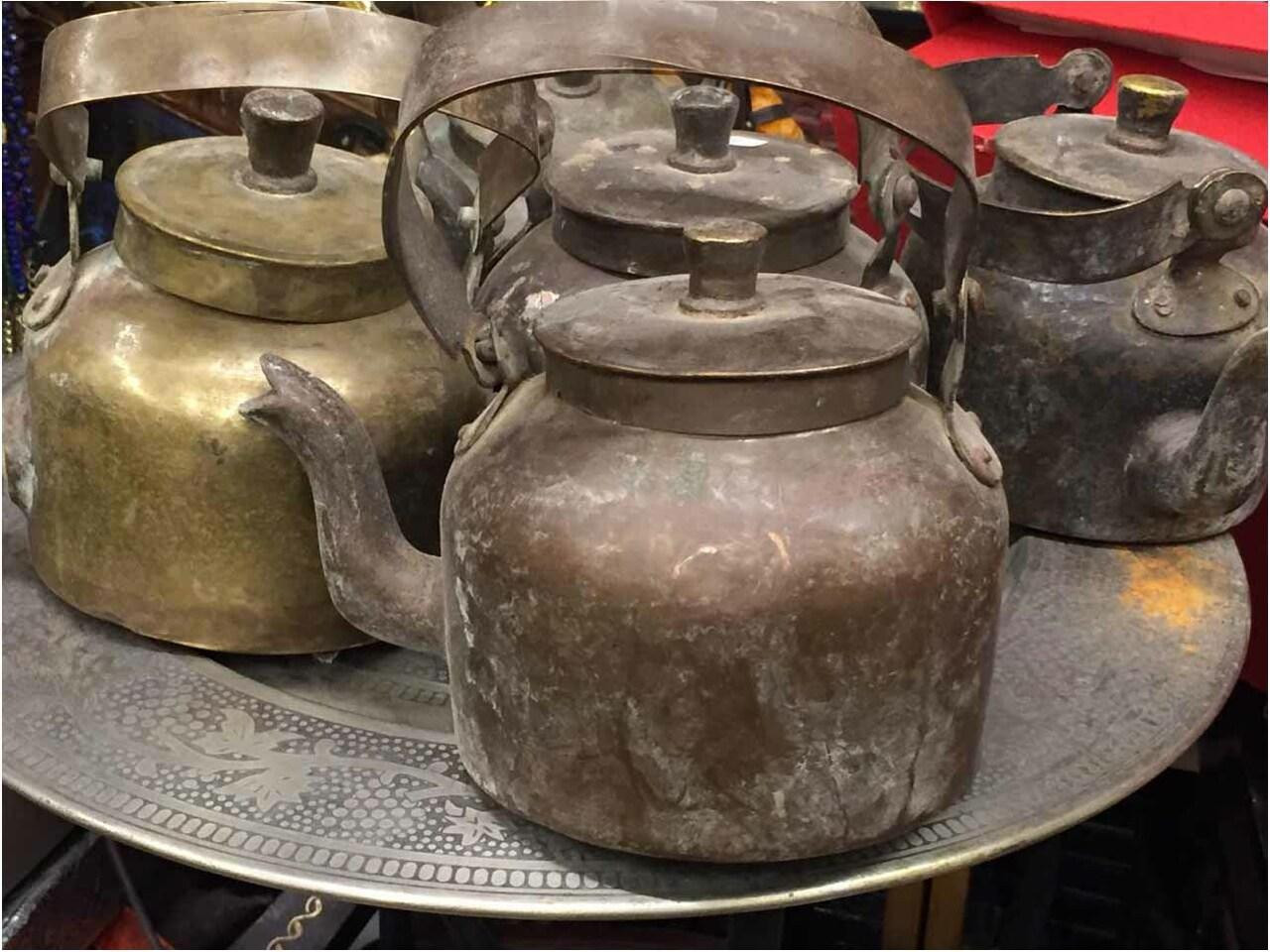 "Antique Tea Pot - Vintage Metal Tea Pot - Old Tea Pot