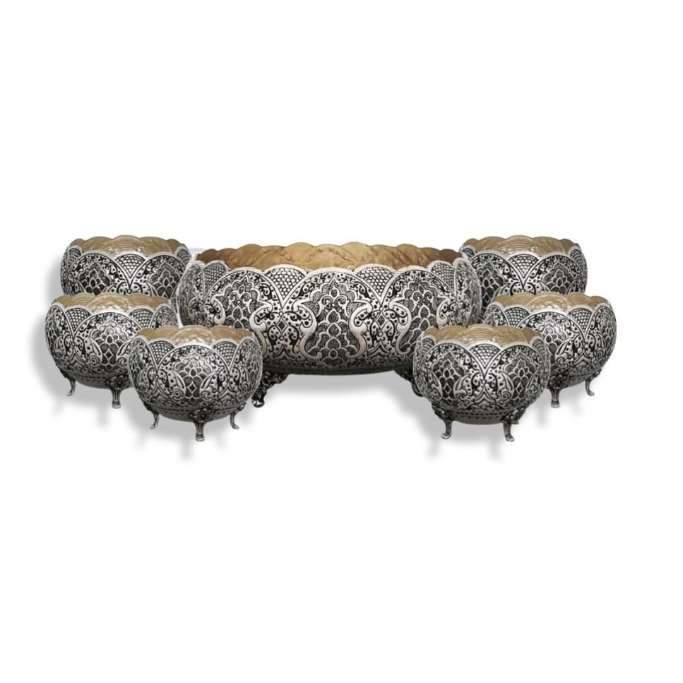 Engraving silver plated brass nuts serving set unique home