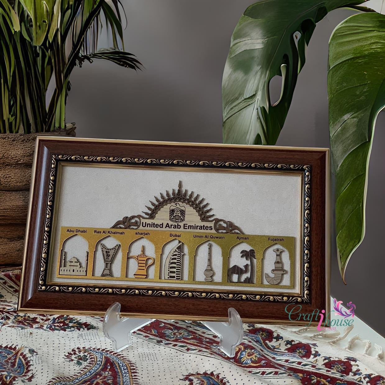 UAE seven souvenir frame , wood carving souvenir charms