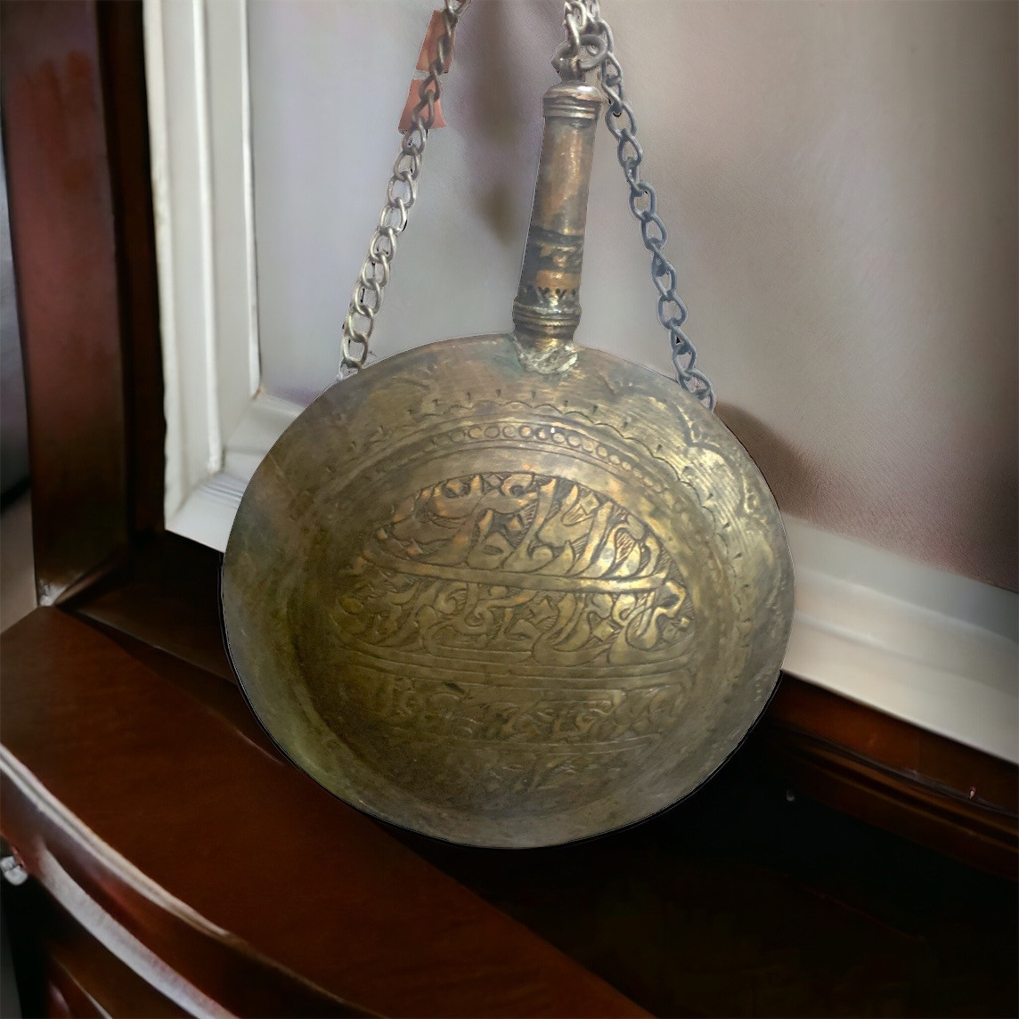 Hand-Engraved Antique Military Gun Powder Flask