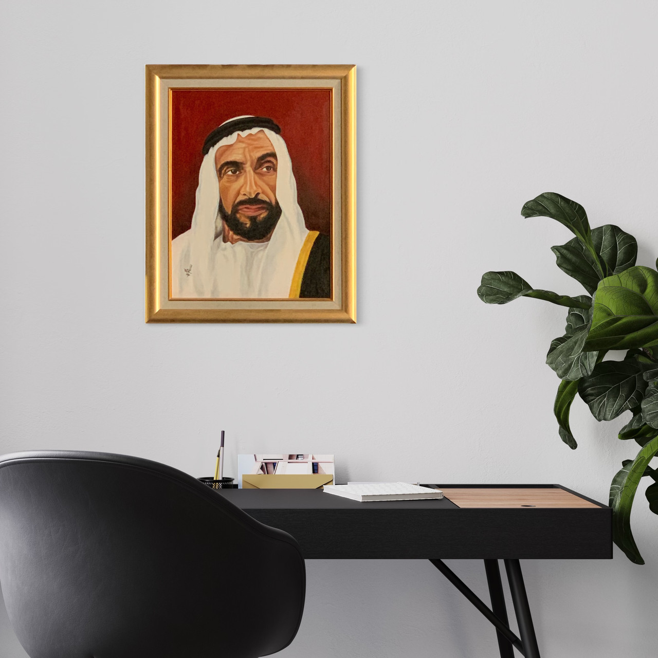 H.H Sheikh Zayed Portrait - Majestic Original Acrylic Painting