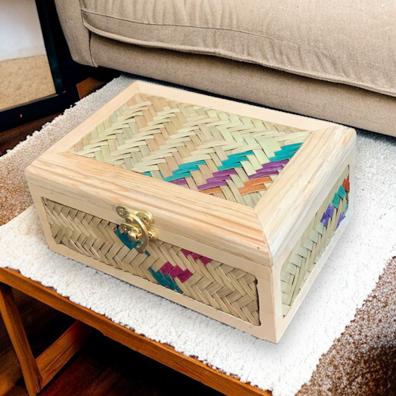 Palm tree leaf trinket box , UAE traditional palm tree box