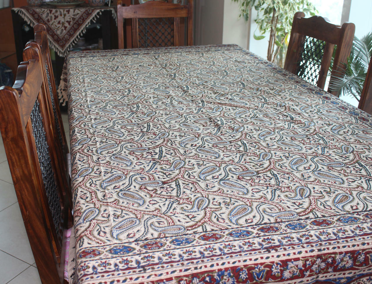 Persian Block Print tablecloth , handmade tablecloth