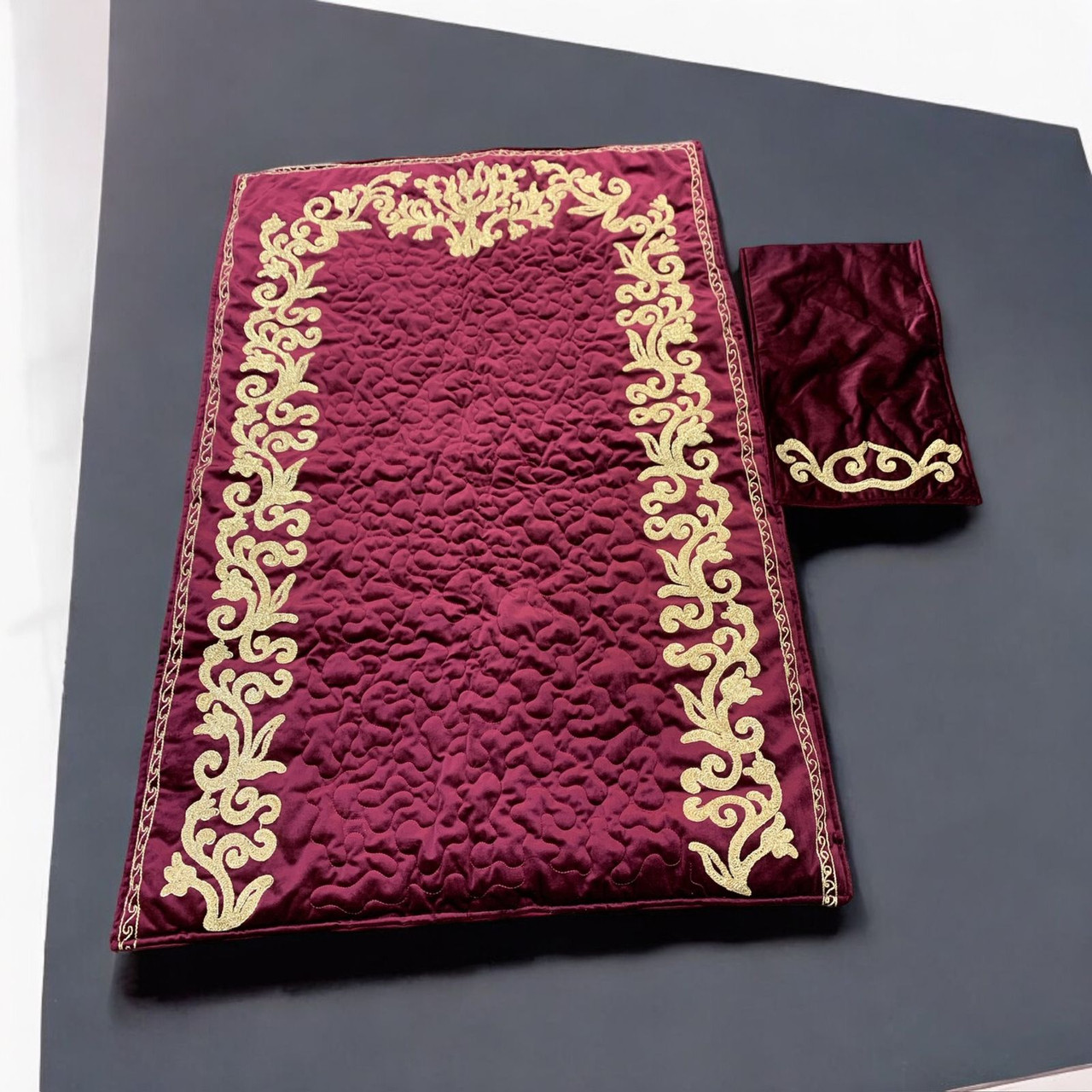 Handmade Velvet Prayer Mat with Foam , Ramdan Gift