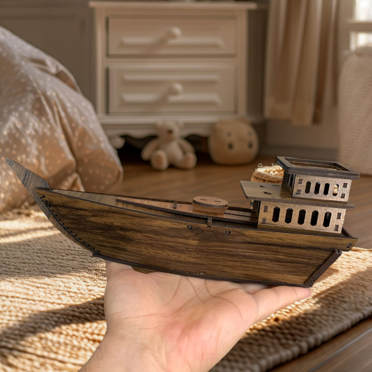 Traditional Arabian Wooden Dhow Model | Authentic UAE Decor