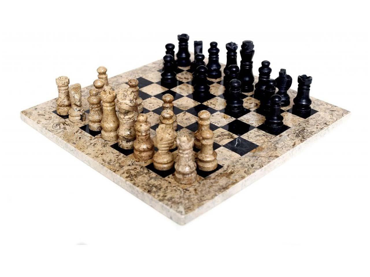 15-Inch Marble Chess Set with Velvet Box - Gift idea