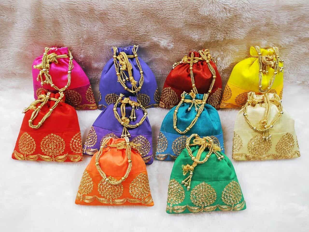 Assorted Indian Sari Jewelry Bags, Party Favor Gift Bags