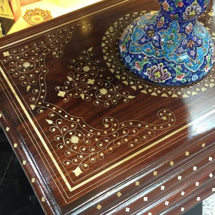 "Exquisite Brass Inlaid Hand-Carved Coffee Table - Decor