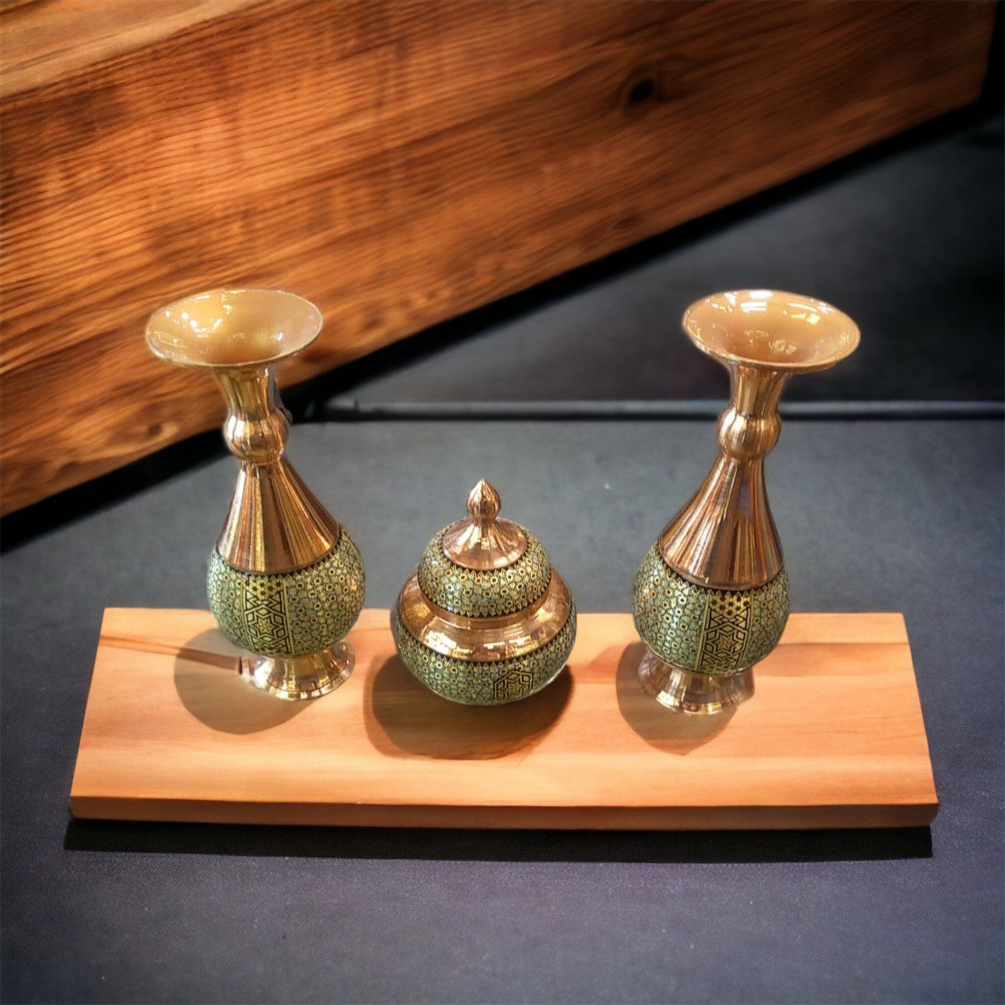 Handmade Luxury Khatamkari Inlaid Vases-Candy Bowl Gift Set