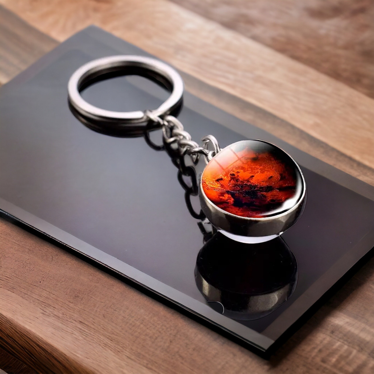 Glass Ball Solar System Keychains Gift , Mars Key chain