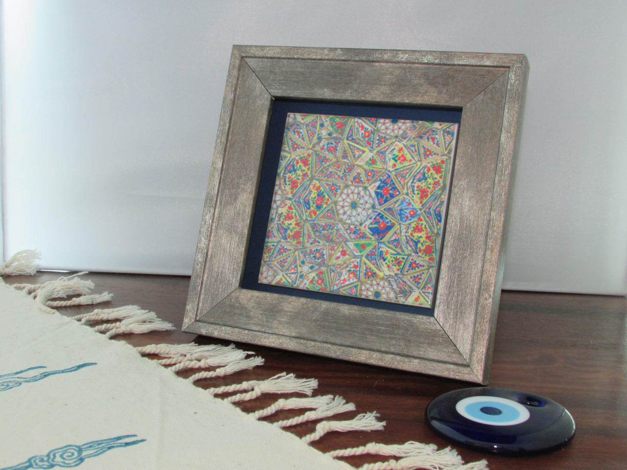 Hand Painted Islamic Calligraphy Tile with Frame | Gift