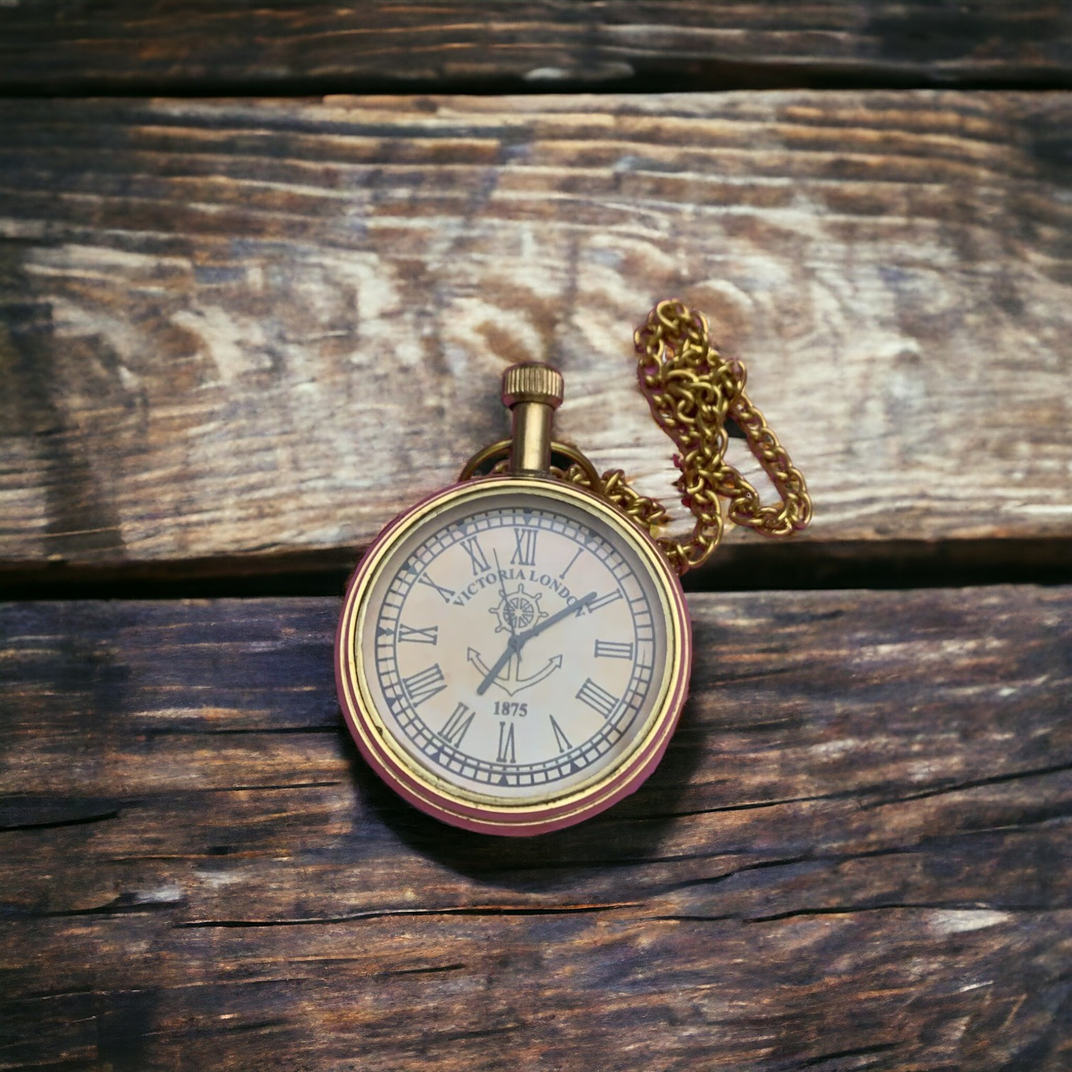 Vintage design pocket watch , brass pocket watch with chain