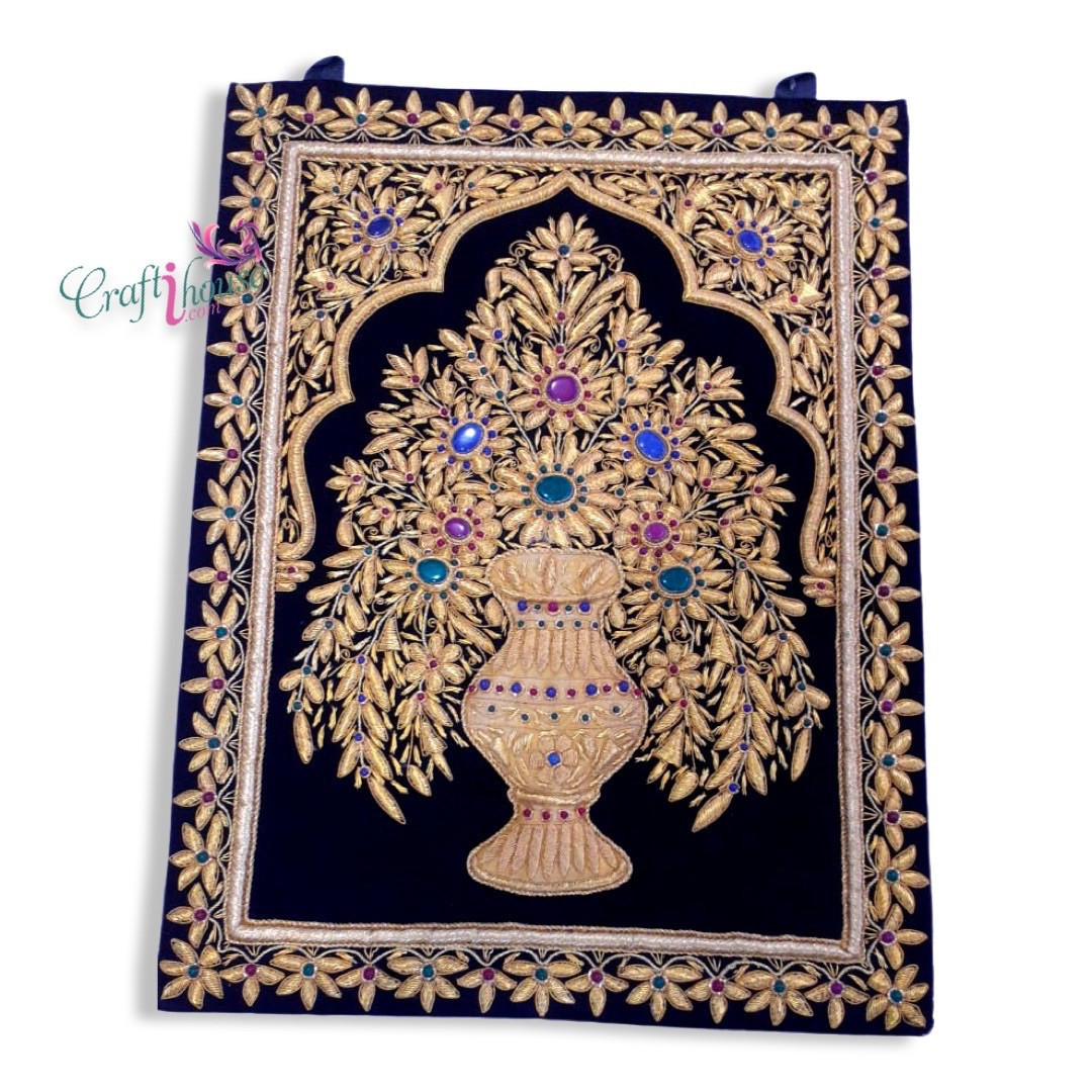 Jeweled carpet handmade jewel carpet 1.5x2 feet , wall decor