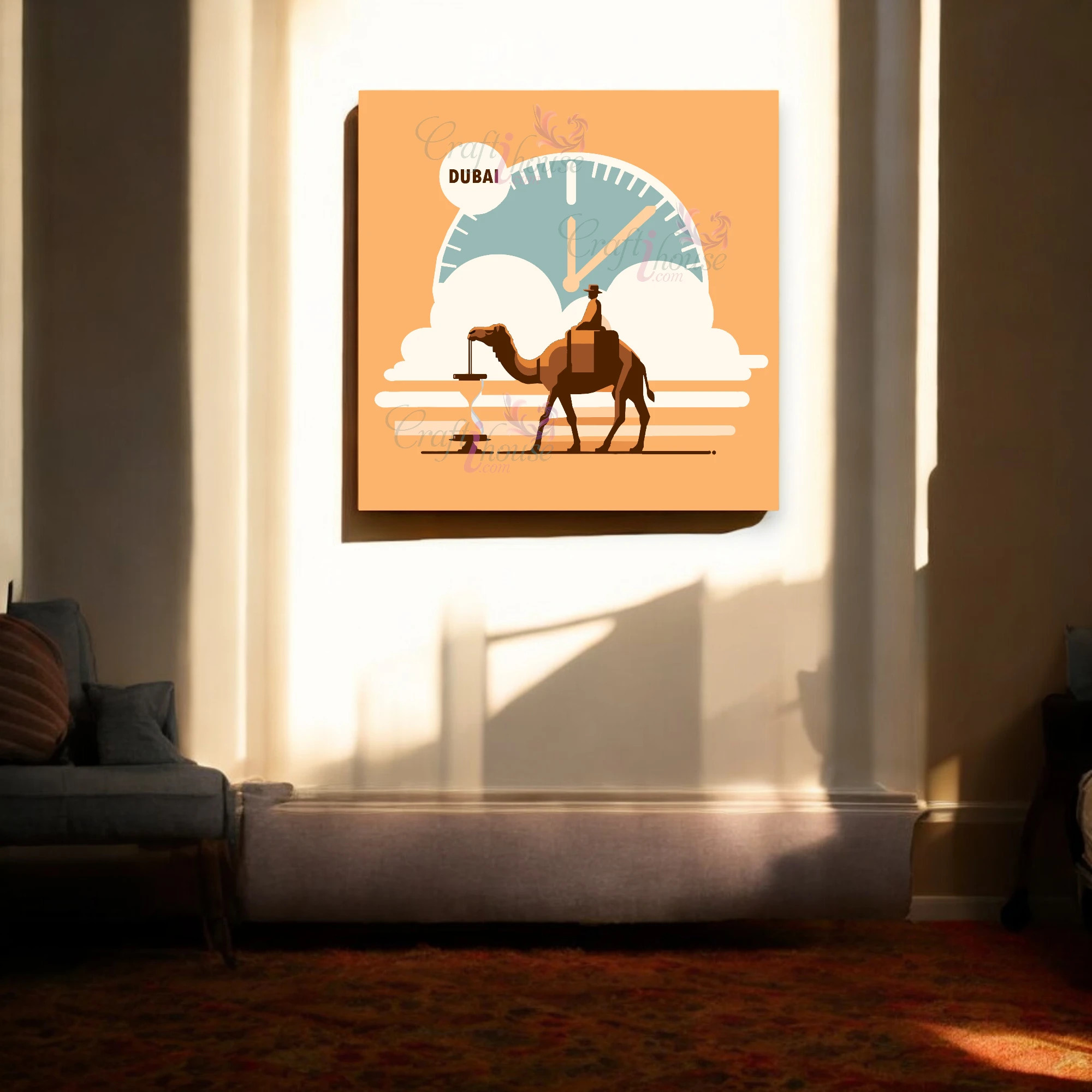 Dubai Camel Rider Time Traveler Digital Art - Unique Poster