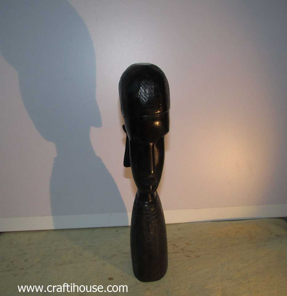 ebony wood African Tribal Woman Head,, Hand Carved Ebony