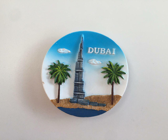 Shop Yellow Pattern "I Love Dubai" Kitchen Magnet - Set of 4