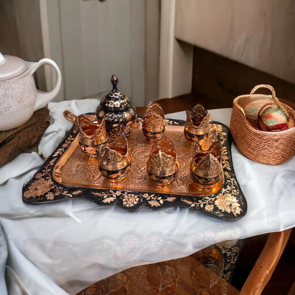Copper single tea set , Traditional handmade Tea set
