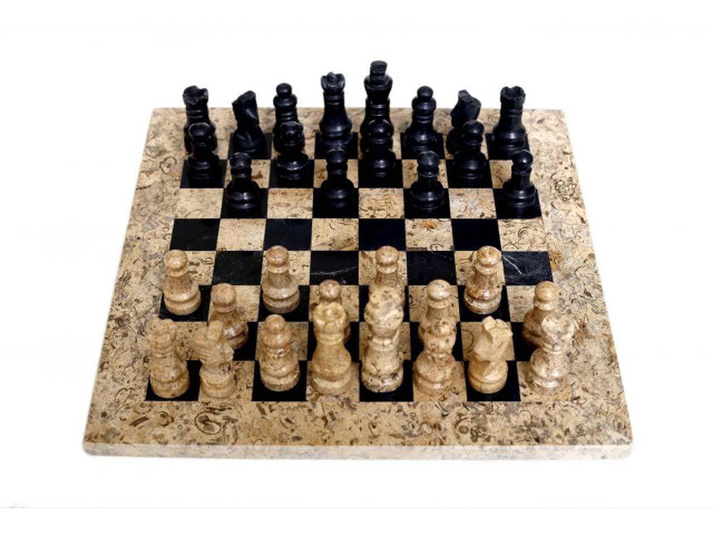 15-Inch Marble Chess Set with Velvet Box - Gift idea