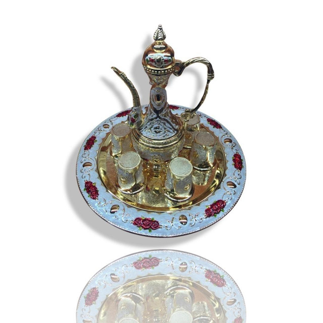 coffee serving set , golden color metal coffee set