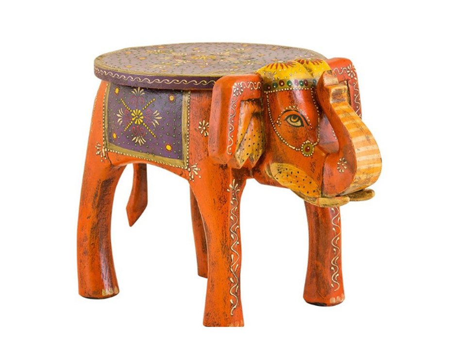 Hand Painted Elephant Side Table | Indian Decor Gift