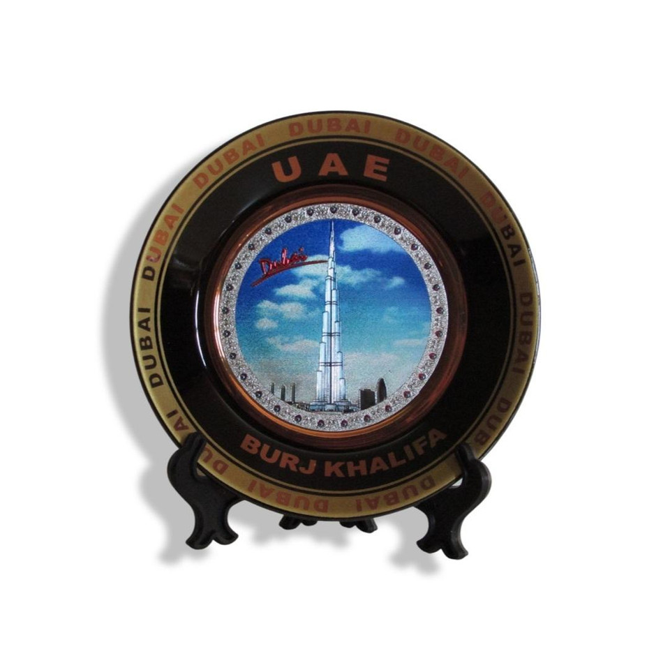 dubai attraction Souvenir plate ,Gold plated dubai plate