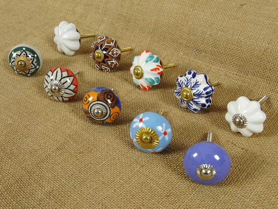 Unique Vintage Ceramic Drawer Pulls - Cabinet Knobs