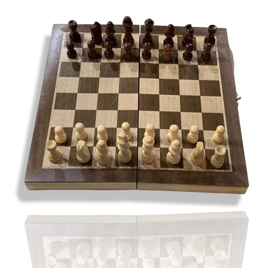 Stone Chess Set - Marble Fossil Coral & Black Marble