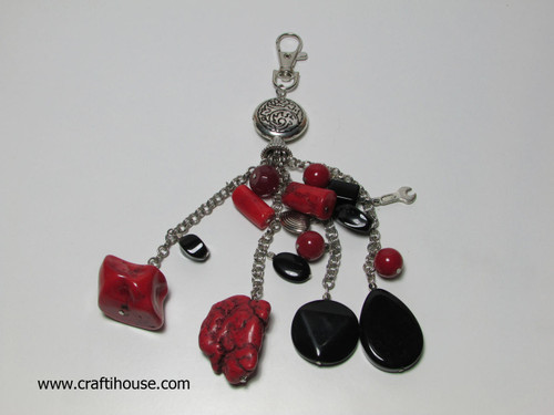 Handmade Red Coral Key Holder - Unique Artificial Stone Gift