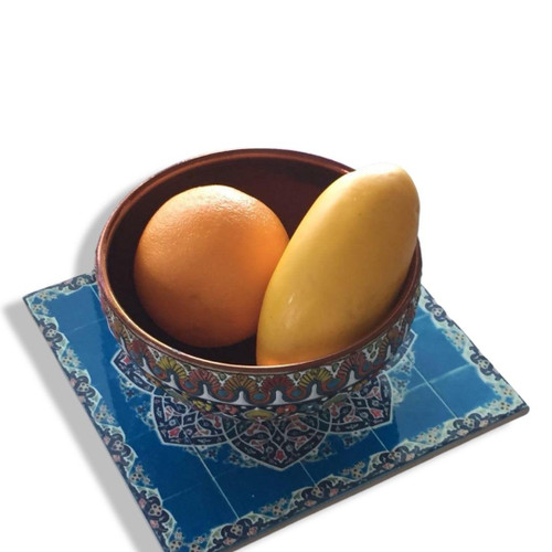 Handmade Blue Pattern Coaster Bowl for Table Decor & Gift