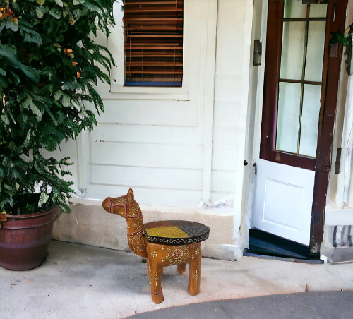 Hand Painted Camel Side Table & Wooden Stool | Perfect Gift