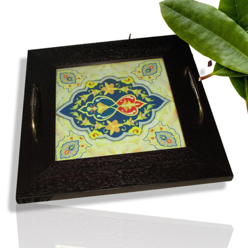 Handmade Light Green Pattern Ceramic Tea Serving Tray