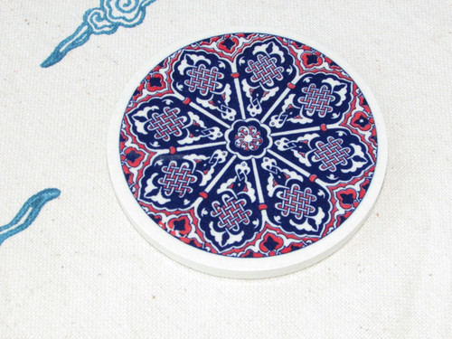 Handmade Turkish Ceramic Tea Coaster | Flower Pattern