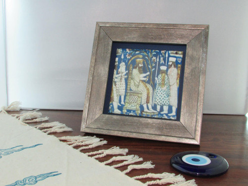 Handmade Printed Tile with Frame - Wall Hanging Decor
