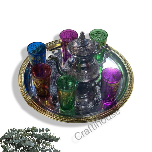 Moroccan Tea Set with 6 Glasses and Tea Pot - Ramadan Gift