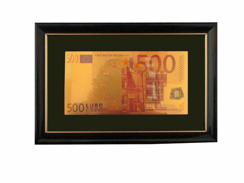 500 Crafted PVC Euro & 24K Gold Foil Notes in Black Frame