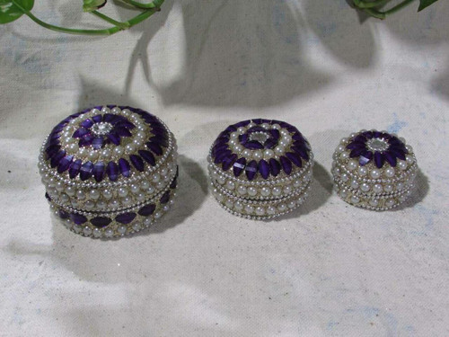 Handmade Jeweled Metal Gift Boxes - Set of 3pcs - Gift Idea