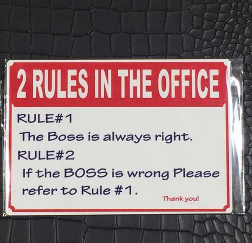 2 Rules in the office... Metal fridge magnet 16x10cm