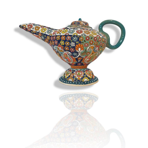 Hand enamel painted ceramic magic lamp 29cm , unique gift