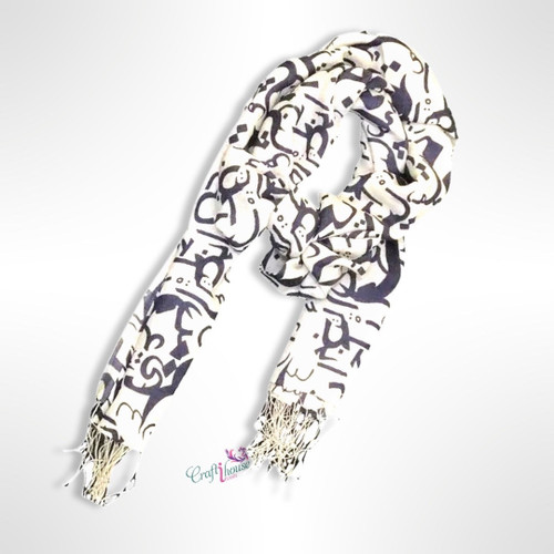 Calligraphy shawl , Printed Arabic alphabets shawl