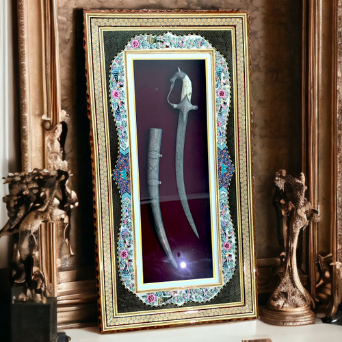 "Traditional Arabian Engraved Sword in Handmade Khatamkari Frame ...