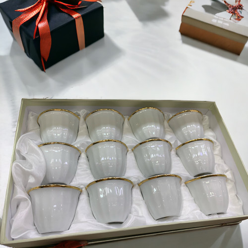 12-Piece White Arabic Coffee Cup Set | Tradition in Elegance