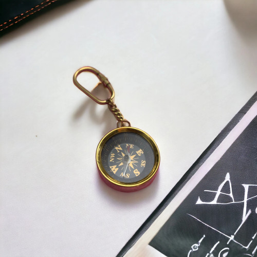 Nautical Brass Compass Keychain - Marine Nautical Key Ring , gift for him