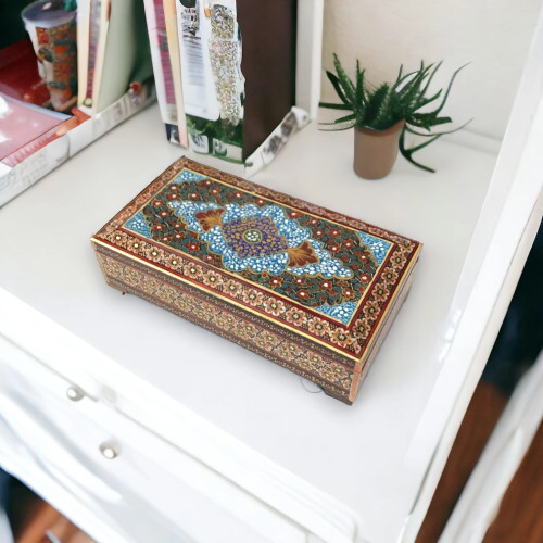 Hand-Painted Wooden Box, A Luxury Khatamkari Corporate Gift 20x11