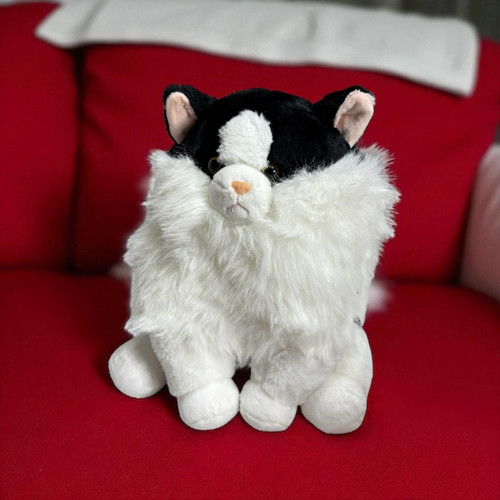 Plush Black & White Cat Stuffed Toy | Soft Cuddly Cat Plushie 30 × 25 cm
