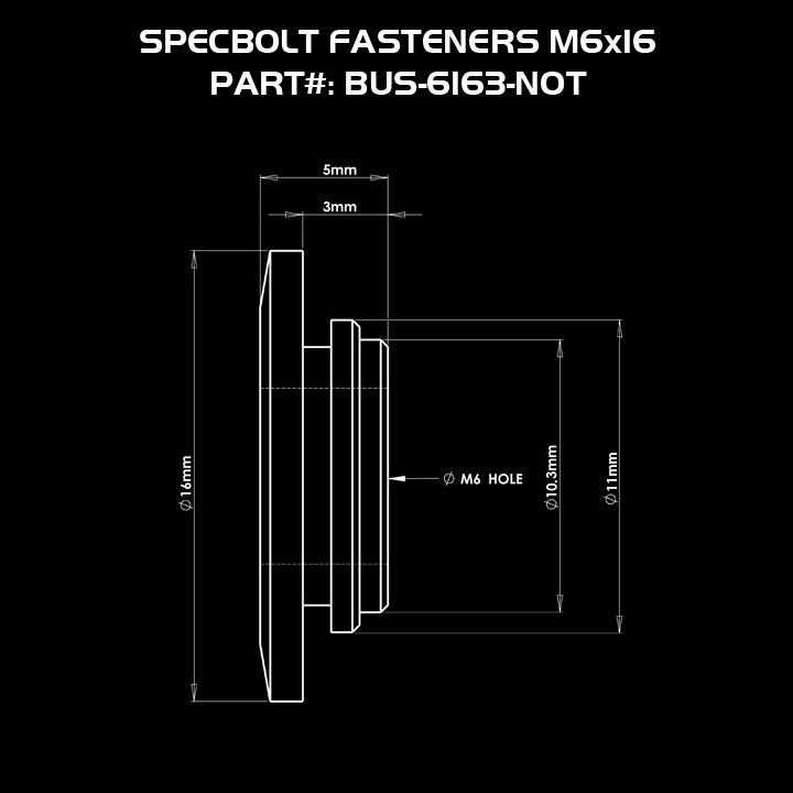 KTM Orange Aluminum Notched Collar Bushing M6x16