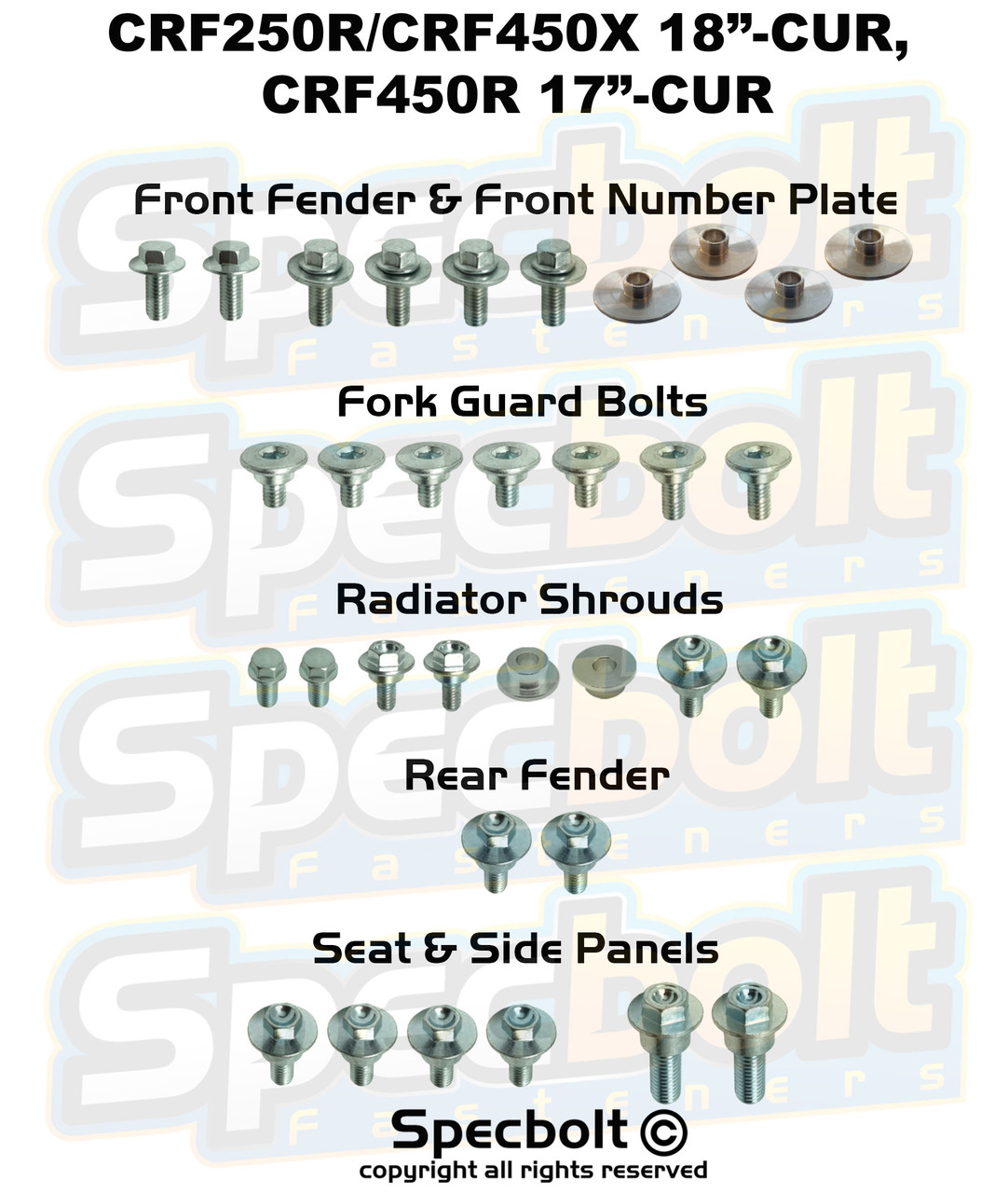 Honda 18-Current CRF250R/CRF450X & 17-Current CRF450R Plastics Fastener Kit